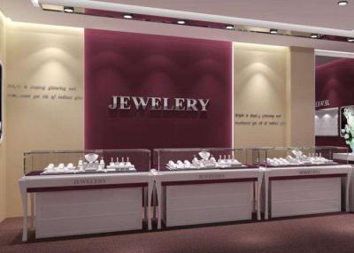 China Houten MDF + gehard glas sieraden display cases met licht Te koop