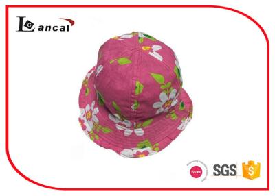 Cina Cappelli rossi del secchio delle ragazze della stampa floristica 52cm con il tessuto di cotone rosa in vendita