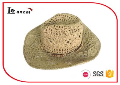 Cina Ampi cappelli da cowboy della paglia del bordo della banda decorativa di legno, cappello del disco magnetico della paglia in vendita