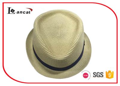 Cina Cappello di paglia largamente Brimmed costolato nero della banda per le donne, cappello di Sun della paglia di Packable in vendita