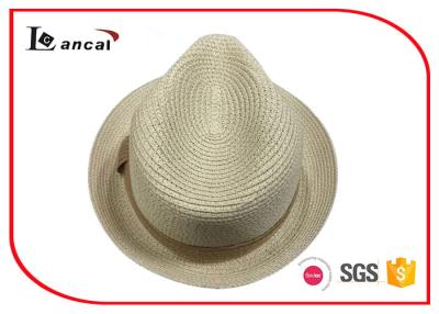 Cina Colore naturale Brimmed di carta del cappello di paglia del Panama 100% ampio con la banda marrone chiaro in vendita