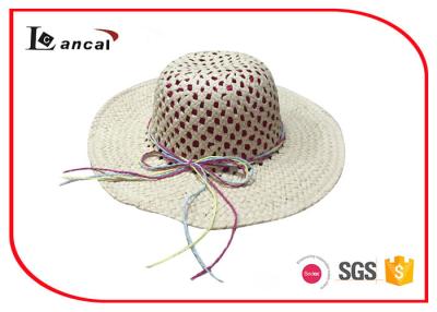 Cina Cappello di paglia floscio dell'ampio bordo delle ragazze con il rivestimento del cotone di Rosa e la corda rossi della carta in vendita