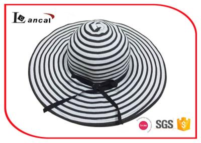 Cina Le signore pieghevoli largamente Brimmed il colore del contratto del cappello di paglia con il nastro nero in vendita