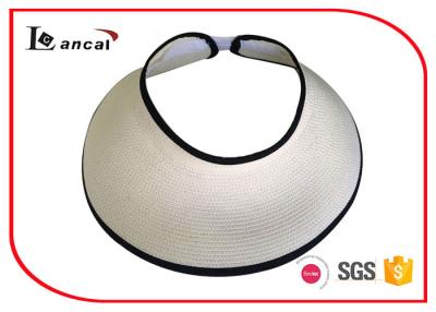 Cina Bordo rilegato della paglia delle donne dell'ampio del bordo di Sun della visiera nero bianco di carta del cappello in vendita