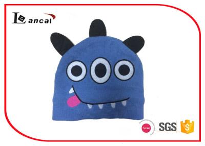 Cina Il blu caldo di progettazione del mostro tricotta il rivestimento dell'orecchio del cappello tre lavabile per i bambini in vendita