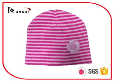 Cina L'inverno della banda delle ragazze tricotta i cappelli, Rosa rossa e le donne rosa tricottano il cappello con il fiore in vendita