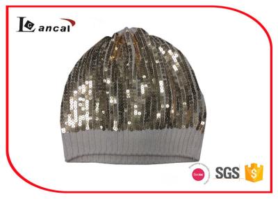 Cina L'inverno caldo a un solo strato tricotta i cappelli con oro Paillette, tricotta i cappelli della calza in vendita