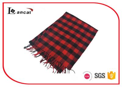 Cina Il rosso ha controllato gli scialli 30cm x 178cm dell'involucro delle donne della mano nappe/del modello per le donne in vendita
