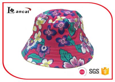 Cina Circonferenza cranica stampata tropicale del cappello 52cm del secchio con il rivestimento giallo del cotone in vendita