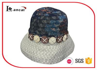 China Chapéus do verão das mulheres largamente Brimmed impressas algodão da palha com Hatband decorativo à venda
