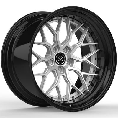 Audi RS6 2개 림 Gloss Black Barrel Silver Disc 6061 T6 Alloy