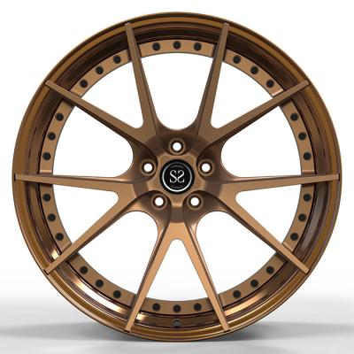 China SSJK2009 Glod Polish Ferrari Forged Wheels 2-PC Spoke Style 6061-T6 Rims for sale