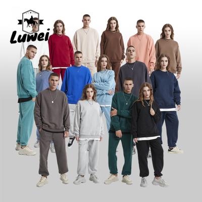 Cina Ricamo personalizzato lavato 360g Fleece polare Colore solido Collo rotondo Oversized Plus Size Hoodies & Sweatshirts da uomo in vendita