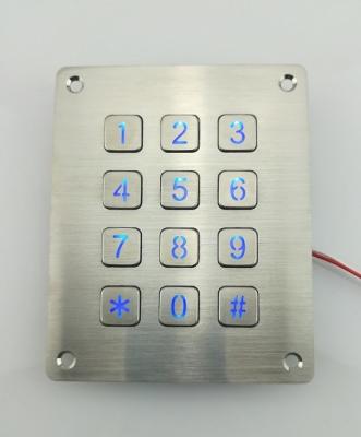 Cina IP65 impermeabilizzano la tastiera illuminata montata pannello 3X4 con i bottoni chiave piani in vendita