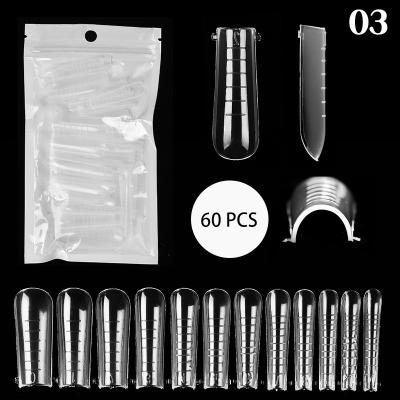 Cina Use 60 PCS Easy False Nails Acrylic Press On Oval Natural Transparent Nail Art Tips Practice Manicure Tool French Nails in vendita