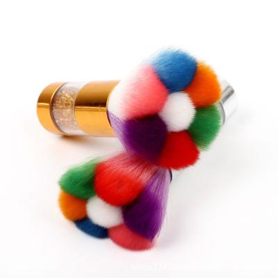 Cina Comfortable Colorful Glitter Powder Nail Art Cleaning Brush Rainbow Handle Metal Handle Nail Dust Brush Acrylic Dust Brush in vendita