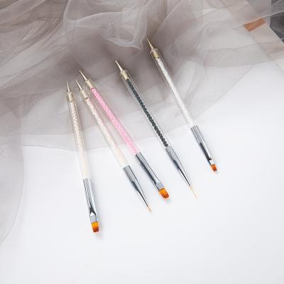 Cina Comfortable Hot Selling Double Headed Handle Nail Supplies Acrylic Petal Shape Brush Nail Painting Brush in vendita