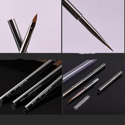 Cina Comfortable Handle Border Nylon Soft Bristles Nail Pen Silver Copper Tube Professional Manicure Tools Brush in vendita