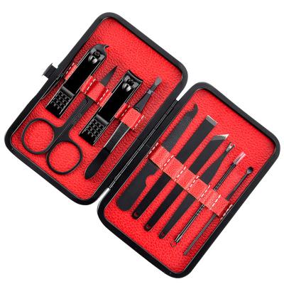 Cina Protable 10pcs Stainless Steel Nail Scissors Tweezers Clippers Nail Black Art Cutter Pedicure Manicure Tool Kit in vendita