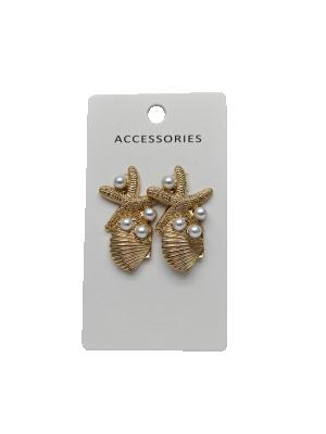 China Modieuze vakantie strandstijl mariene serie metalen mariene stijl zeester schelp ingelegde parel vrouwelijke legering oorstekers Te koop