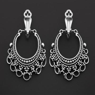 China Women's Fashion Jewellery Earrings with Oxidized Finish and Clip-on Fastening for sale