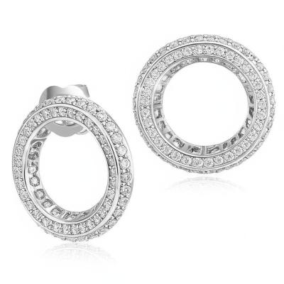China Upgrade Your Jewelry Collection with Large Full Pave Diamond Earrings in Polished Finish for sale
