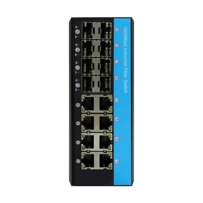 China 8/12/16 Port Gigabit Industrial Fiber Switch 10/100 / 1000mbps Managed POE Switch for sale