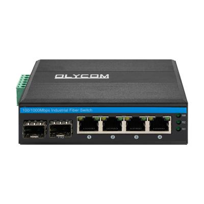 China 6 puertos Gigabit Switch POE no administrado con 2 Sfp Switch de fibra DC48V de entrada en venta