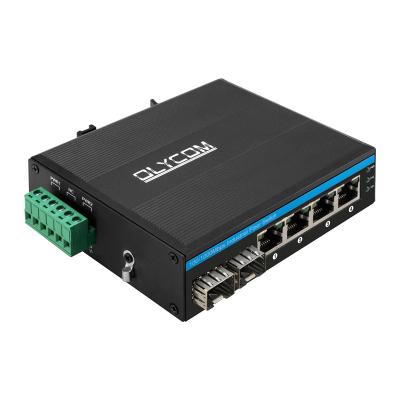 China 6 puertos Gigabit Switch POE no administrado con 2 Sfp Switch de fibra DC48V de entrada en venta