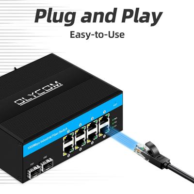 중국 산업용 기가비트 8 포트 din rail 이더넷 poe 스위치 DC48-52V 듀얼 전력 입력 판매용