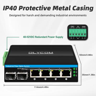 China Mini 6-Port Gigabit-Ethernet-Schalter Poe-Schalter Din-Schiene 2 sfp+ 4 RJ45 DC48-52V Doppelstrom-Eingang zu verkaufen