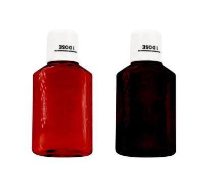 China 2oz 4OZ PET Container Cough Syrup Bottle Clear Square Medicine Liquid Oral Plastic Bottle With Cap for sale