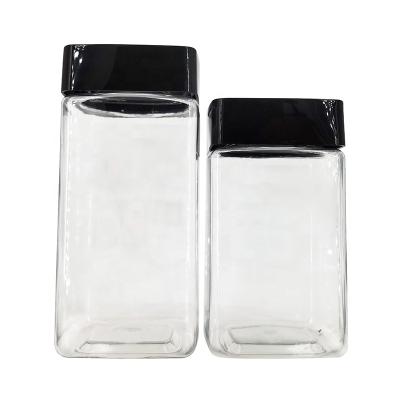 China Custom Food Grade 700ml 880ml PET Rectangular Jars Food Storage Jars Plastic Candy Peanut Butter Honey Jar with Screw Top Lid for sale