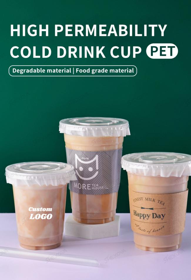 Clear PET plastic cup product display