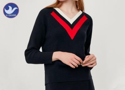 Cina Le donne del collo a V delle bande tricottano la lana della maglia a coste del maglione del pullover in vendita