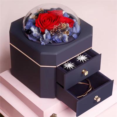 Cina Rosa contenitore di gioielli del cassetto di 2 strati, nozze Ring Case ALLICO della finestra della radura 1200g in vendita