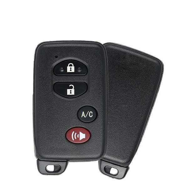 Back view of the 4-button Toyota Prius car key fob showing the rear casing and any markings
