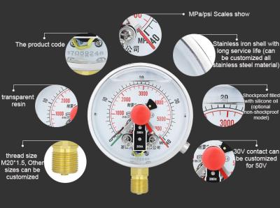 Chine 100 mm de contact électrique Mpa manomètre de pression -1...0...appareil antichoc à portée de 100 Mpa à vendre