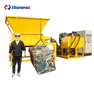 China Hydraulic Type Scrap Bicycle Car Motor Tyre Two Shaft Metal Shredder Machine Scrap Metal Recycling Shredder for sale