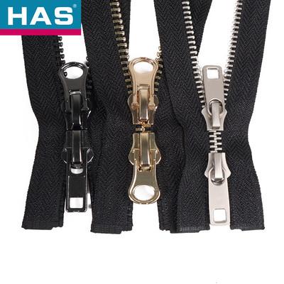 중국 자동 잠금 슬라이더 금속 지퍼 2 차원 오픈 엔드 지퍼 블랙 강 판매용