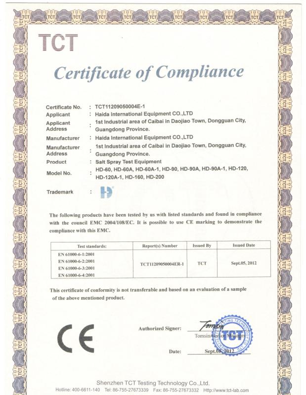 CE - Dongguan Haida Equipment Co.,LTD