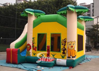 中国 無鉛ポリ塩化ビニールの防水シートから成っているスライドが付いている顧客用屋外の熱帯膨脹可能なコンボの城 販売のため