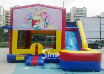 中国 屋外の子供の王女の主題の広州の工場からのスライドが付いているぬれた膨脹可能なコンボの跳ね上がりの家 販売のため