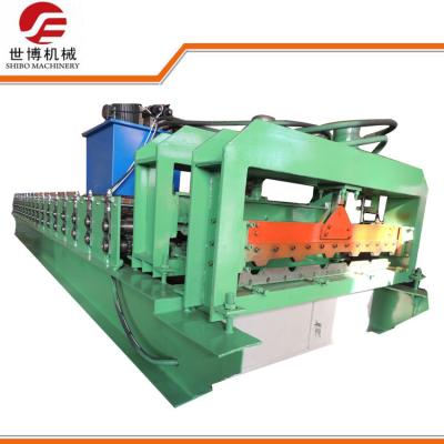 中国 屋根ふきの1115を並べるために形作るシートによって艶をかけられるタイルIBRの鉄シート ロール機械を作ります 販売のため