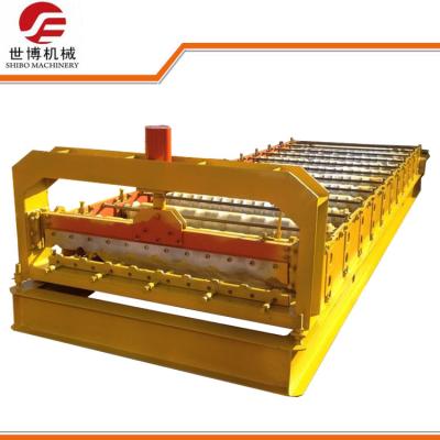 Cina Rotolo trapezoidale giallo dello strato che forma macchina che fa il pannello delle mattonelle di larghezza di 1096mm in vendita