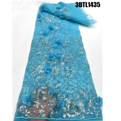 Support 7 Days Sample Order Lead Time African Lace Fabric Cotton Mesh 3D Flower
