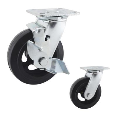 Κίνα Λαστιχένιο 150mm 510lbs που φορτώνει τους βαρέων καθηκόντων τροχίσκους με το δευτερεύον φρένο προς πώληση