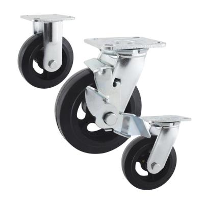 Κίνα Λαστιχένιο 150mm 510lbs που φορτώνει τους βαρέων καθηκόντων τροχίσκους με το δευτερεύον φρένο προς πώληση