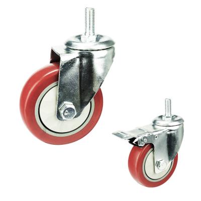 Chine roue filetée de roulette de PVC de tige de tête de pivot de 75mm à usage moyen avec soutenir des couvertures à vendre