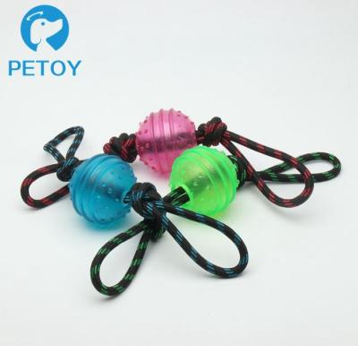 中国 ロープ重いChewersのための相互犬のおもちゃが付いている軽量のプラスチック犬の球 販売のため